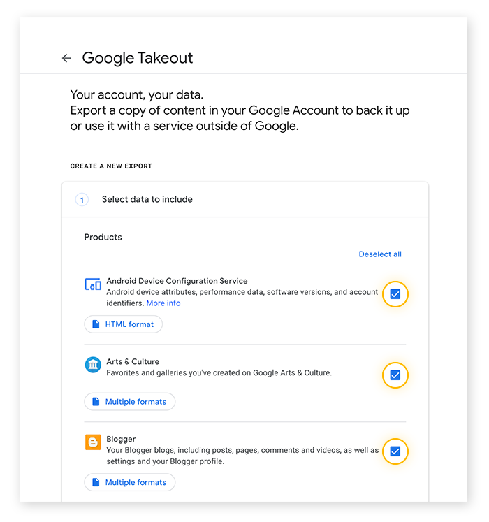Download Your Google Data with Google Takeout