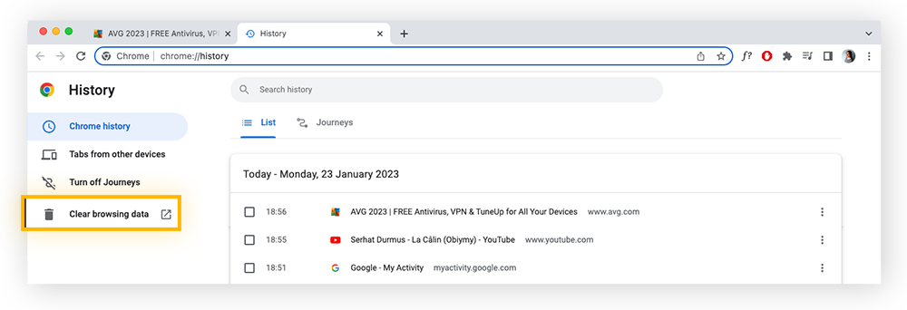 Effacer votre historique de recherche et de navigation
