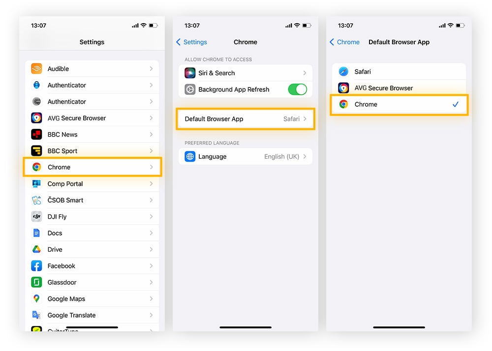 Definindo o Chrome como navegador padrão