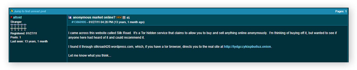 Silk Road Website: The First Dark Web Marketplace